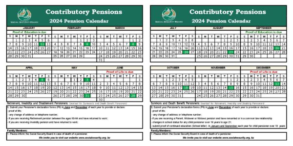 Pension Calendars - Social Security Board, Belize