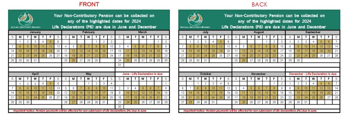 Pension Calendars - Social Security Board, Belize